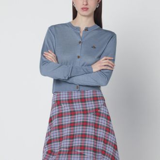 Vivienne Westwood Kurz geschnittener Cardigan aus Wolle und Seide in Eisblau