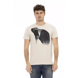 Trussardi Kurzarm Baumwollmischung T-Shirt - - Tops - Herren - Beige - L