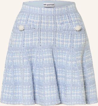 Self Portrait Self-Portrait Tweed-Rock Mit Schmuckperlen Und Pailletten blau