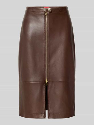 HUGO BOSS Schmaler Midi-Rock aus echtem Lammleder Modell Lacelo