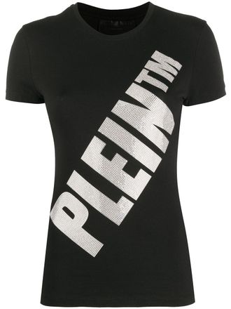 Philipp Plein t-shirt à logo orné de cristal - Noir