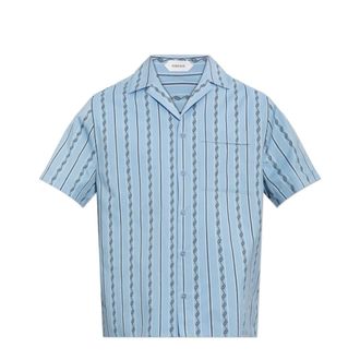 Versace Homme, Chemises, Bleu, Taille: 2XL Chemise Regular en Coton-Soie Jacquard