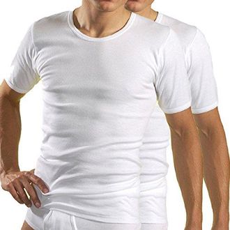 Hermko 3840 Lot de 2 T-Shirts Manches Courtes col Rond (Autres Couleurs), 100% Coton Biologique, Taille:12 (XXXXXXXXL), Couleur:Blanc