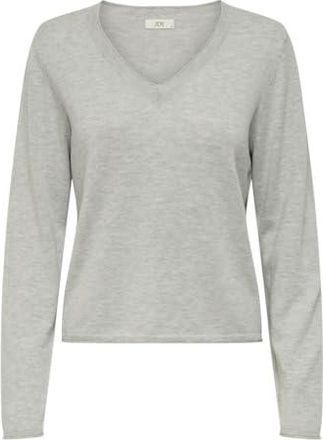 Jacqueline de Yong JDY JDYBODIL L/S Pull à col en V pour femme Rollo Edge PULLO KNT, Gris clair chiné, L