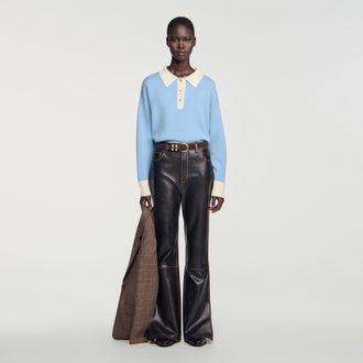 Sandro Zweifarbiger Woll-Polopullover