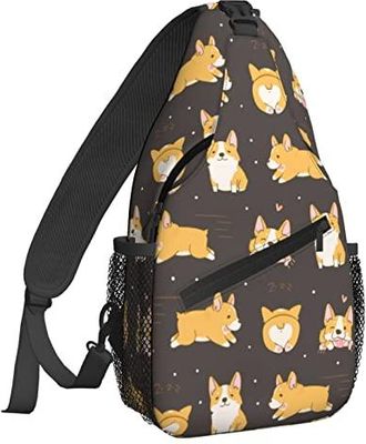 Generic Corgi Kawaii, Chien Mignon Sac Poitrine Antivol Sling Bag Multifonctionnel Sac Banane Pour Femme Shopping Sport