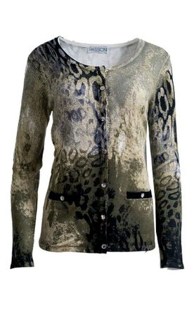 Passioni Cardigan Twinset mit abstraktem Animalprint