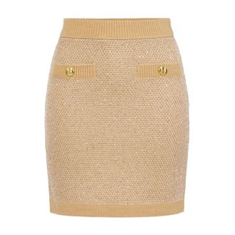 Elisabetta Franchi Knit Skirt with Sequins - - Skirts - Damen - Beige - XS