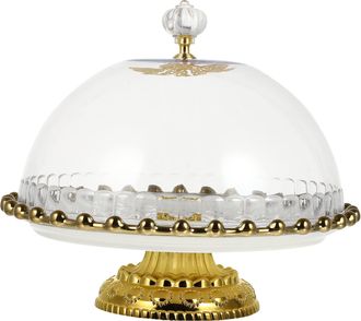 Yarnow Kuchenständer Glasglocke Kuchenglocke Tortenhaube Käseglocke Keramik Käseplatte Dome Fliegenhaube Tortenplatte Kuchen Tortenständer Haube Glas Butterd