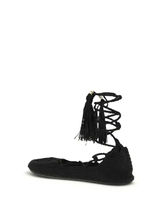 Alanui Womens Ballerinas The Sound Of Sea Black Recycled Polyester Sandal