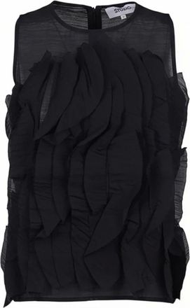 Alpha Studio Femme, Blouses et Chemises, Noir, Taille: 36 FR Canotta ruches