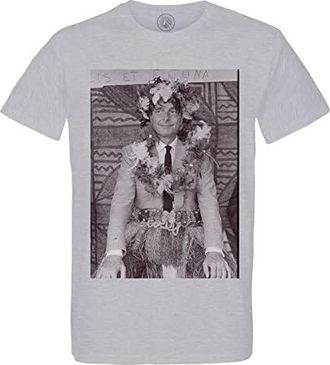 Fabulous T-Shirt Homme Col Rond Coton Bio Jacques Chirac Fleurs Wallis et Futuna President France