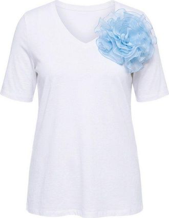 Miamoda T-Shirt T-Shirt A-Linie Organza-Bl&uuml;te Halbarm