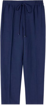 Oltre Femme, Pantalons, Bleu, Taille: 38 FR Pantalon Coupe Cropped en M&eacute;lange de Lin
