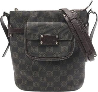 Loewe Sac bandouli&egrave;re en cuir et toile enduite &agrave; motif Anagram Pre-owned - Femme - Pre-owned - Gris - Taille: ONE Size
