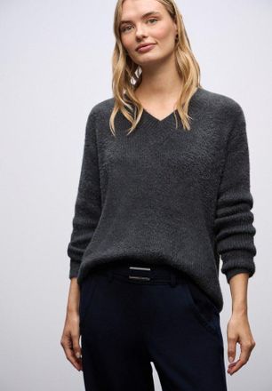 Street One V-Ausschnitt-Pullover mit Rippb&uuml;ndchen