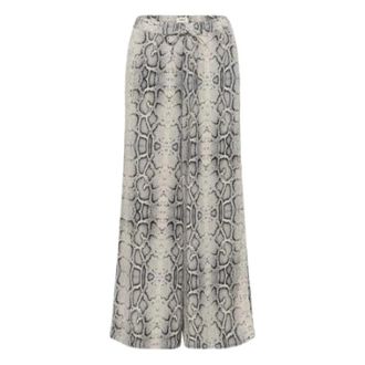 Soaked In Luxury Weite Schlangenmuster Hose - - Trousers - Damen - Beige - L