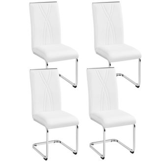 Yaheetech 4er K&uuml;chenst&uuml;hle-Set Schwingstuhl mit Metalluntergestell Esszimmerstuhl Polsterstuhl f&uuml;rs Esszimmer/K&uuml;che/Wohnzimmer/Restaurant/Konferenzraum, wei&szlig;