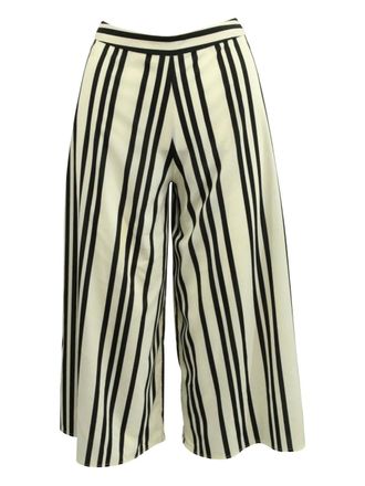Alice & Olivia Gestreifte Wide-Leg-Hose - Wei&szlig;