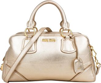 Miu Miu Crossbody Bags - Miu Miu Golden Soft Leather City Handbag - Gr. unisize - in Gold - f&uuml;r Damen