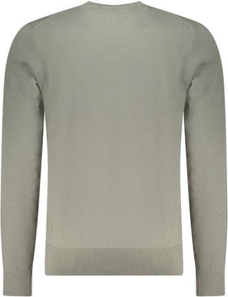 BOSS Strickpullover Gr&uuml;ner Herren Pullover aus recycelter Baumwolle mit Logo & Applikatio