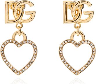 Dolce & Gabbana Ohrringe mit Herzanh&auml;nger - - Accessories - Damen - Gelb - ONE SIZE