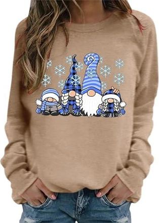 Generic Pull De Noel Femme Grande Taille Sweat-Shirt FéMinin sans Capuche à Col Rond Manches Longues Confortable Pull DéContracté VêTement DEntraîNement Quoti