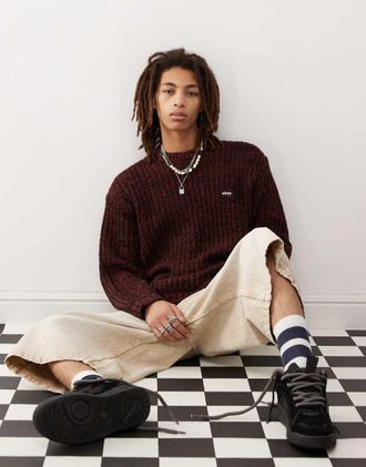 Obey Anothony - Pull en maille torsad&eacute;e - Rouge