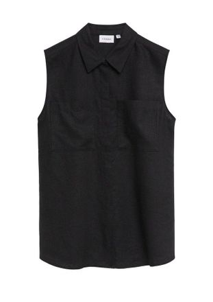 Comma Blusentop Bluse Blusentop aus Leinenmix mit Hemdkragen