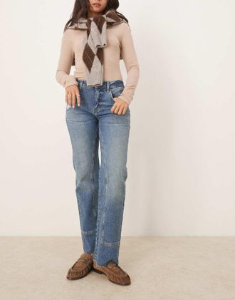 Free People Risk Taker - Jean à taille mi-haute - Bleu-Rouge