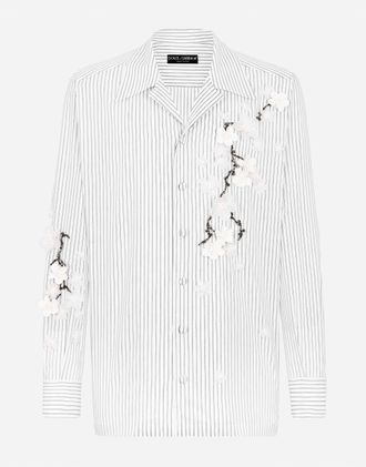 Dolce & Gabbana Hemd Aus Gestreiftem Popeline Mit Stickerei - Mann Hemden Mehrfarbig 37
