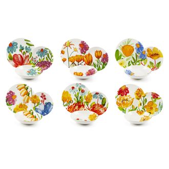 Excelsa Blooming Tellerservice, 18-teilig, Porzellan, buntes Dekor, f&uuml;r 6 Personen