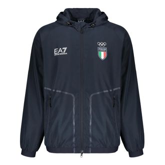 Emporio Armani Bomber l&eacute;ger &agrave; capuche - Homme - Vestes - Bleu - Taille: S