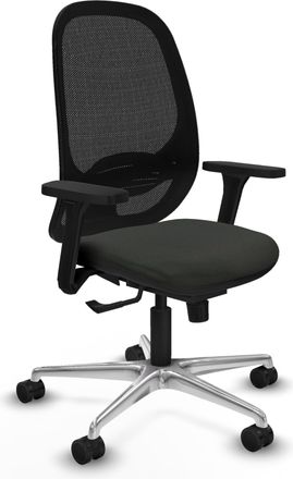 Piqueras y Crespo Schwarzer Stuhl aus Pc mit 3D-Armlehnen, h&ouml;henverstellbare Lendenwirbelst&uuml;tze. Ausgestattet mit 3 Positionen und Schneidschaum. Mit Rollen von 65 mm N