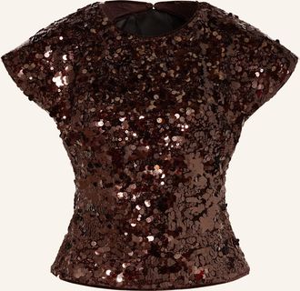 Ganni Blusenshirt Aus Samt Mit Pailletten rot