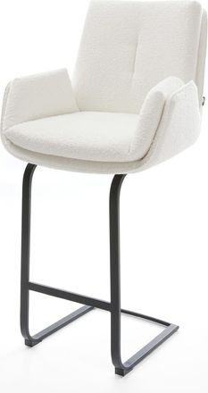 DELIFE Barstuhl Clea-Flex Boucl&eacute; Creme-Wei&szlig; Freischwinger Flach Metall Schwarz, Barst&uuml;hle