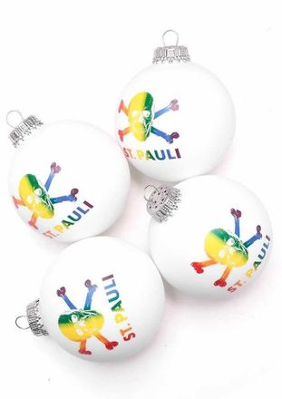 FC St. Pauli Christbaumkugeln Skull Regenbogen Weihnachtskugeln weiß Christbaum Schmuck -Plus Aufkleber Wir lieben Fußball