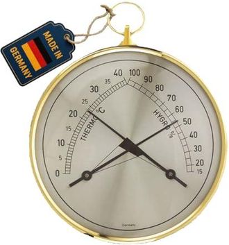 TFA Dostmann Analoges Thermo-Hygrometer, Kontrolle der Temperatur/Luftfeuchtigkeit, gesundes Raumklima,L 102 x B 35 x H 113 mm, Grau