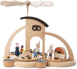 Dregeno Seiffen eG Seiffen Pyramide mit Bäckerei und Torbogen, Holz, Natur, 33 x 18.5 x 27 cm