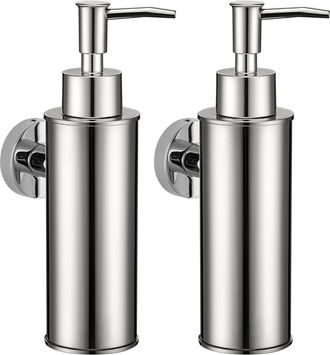 BGL Fashion Wandmontierter Seifenspender aus 304 Edelstahl für Dekoration (rund, schwarz)