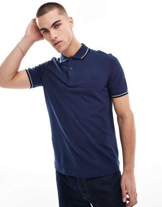 Fred Perry Polo à liseré double - Bleu marine-Noir