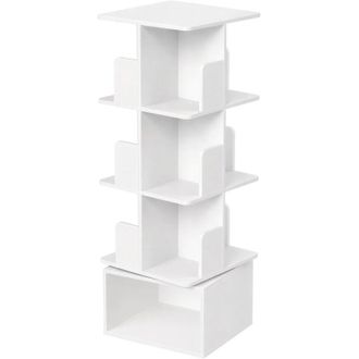 Vasagle &Eacute;tag&egrave;re pivotante &agrave; 360&deg;, Meuble de Rangement &agrave; 4 Niveaux, Biblioth&egrave;que Ouverte pour Salon, Chambre, Bureau, Blanc