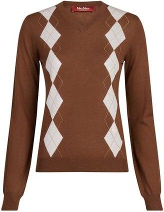 Max Mara Pull col V en soie et laine vierge