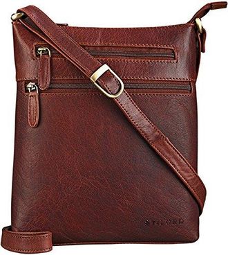 STILORD Juna Vintage Sac &agrave; Main Cuir V&eacute;ritable &Eacute;l&eacute;gant Sac en Bandouli&egrave;re pour Femmes Documents DIN A5 et iPad tablette 9,7 pouces, Couleur:siena - marron