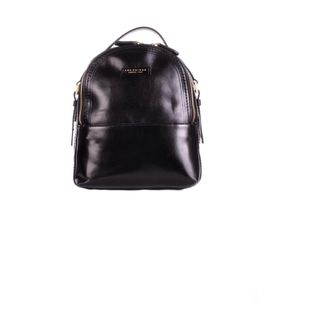 The Bridge Femme, Sacs, Noir, Taille: ONE Size Sac &agrave; Dos en Cuir Noir Logo Avant Fermeture &Eacute;clair