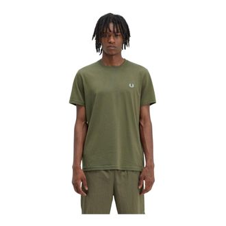 Fred Perry Glitch Grafik Baumwoll T-Shirt - - Tops - Herren - Gr&uuml;n - S