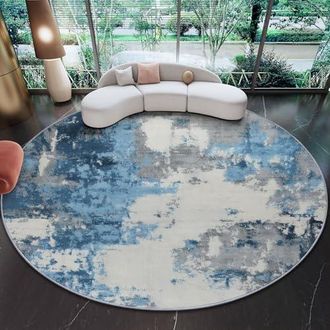 Generic Tapis Salon Rond Motif Moderne Abstrait Vieilli Texture, Gris Bleu Int&eacute;rieur Tapis De Chambre Rond, Lavable Antid&eacute;rapant Moquette Ronds pour Salon Cha