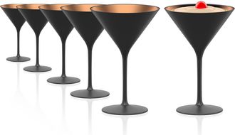 Stölzle Elements Cocktailgläser Schwarz/Bronze 6er-Set 240 ml - Stilvolle Cocktail Gläser ideal für Martini & Manhattan - Martinigläser aus bleifreiem Kristal