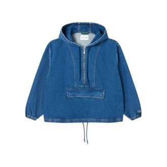Lacoste Femme, Sweatshirts et sweats &agrave; capuche, Bleu, Taille: 36 FR Veste Popover Oversize en Denim