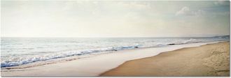 Paul Sinus Art Panoramabild auf Leinwand und Keilrahmen 150x50cm Strand Meer Wolkenhimmel Vintage